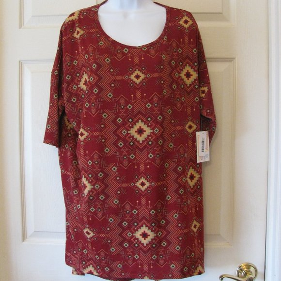 LuLaRoe | Tops | 25 Lularoe Irma Tunic Large Nwt 36 Rust Tribal Aztec ...